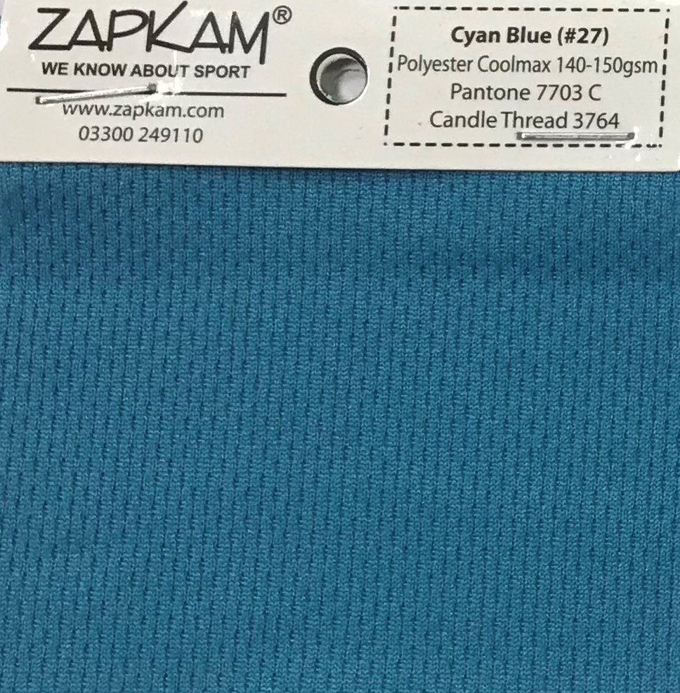 Polyester Coolmax 140 gsm - Cyan Swatch - 75mm x 75mm | Polyester ...