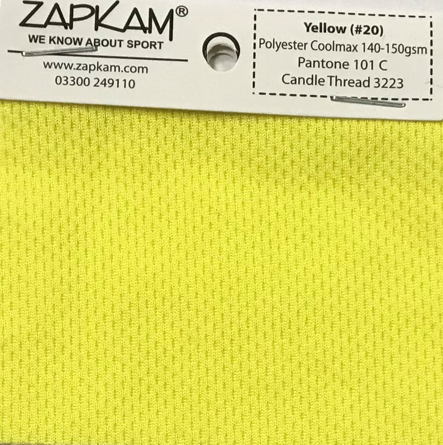 Polyester Coolmax 140 gsm - Yellow Swatch - 75mm x 75mm | Polyester ...
