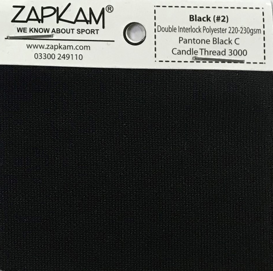 Double Interlock Polyester 230 gsm - Black Swatch - 75mm x 75mm ...
