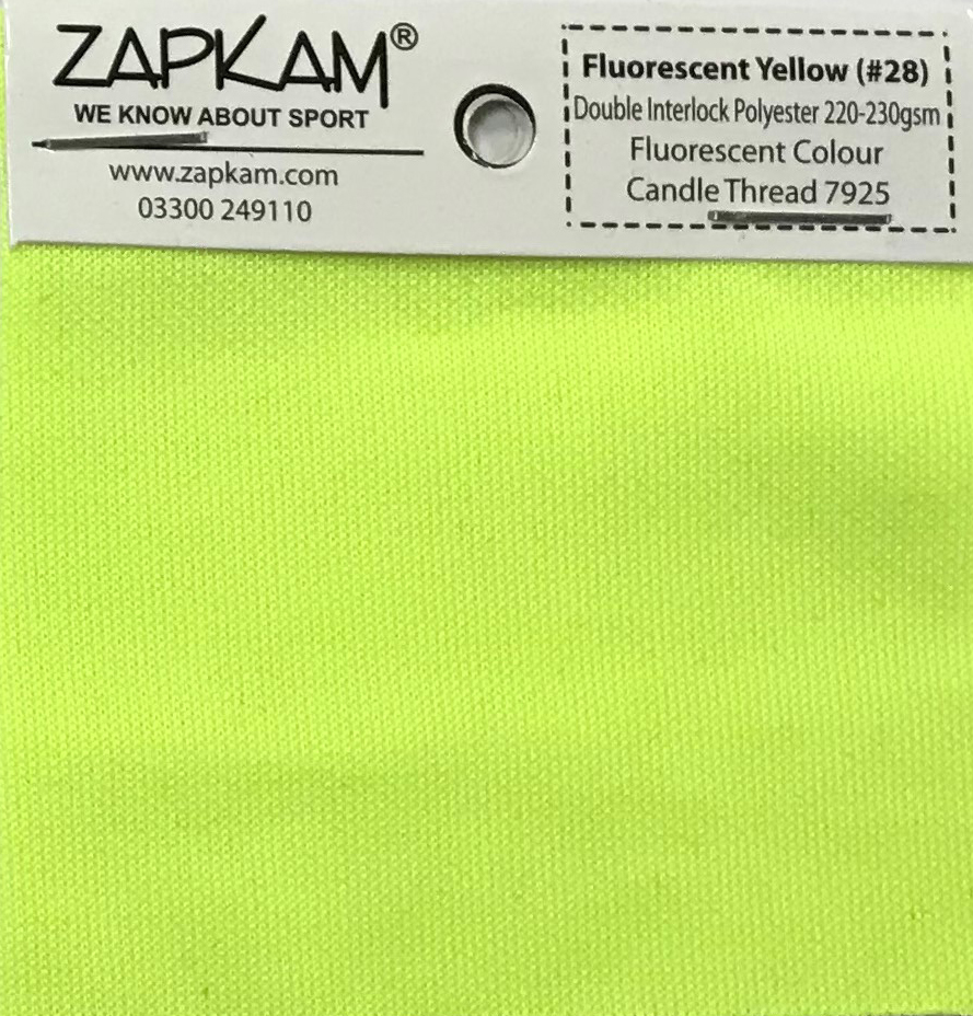Double Interlock Polyester 230 gsm - Fluorescent Yellow Swatch - 75mm x ...