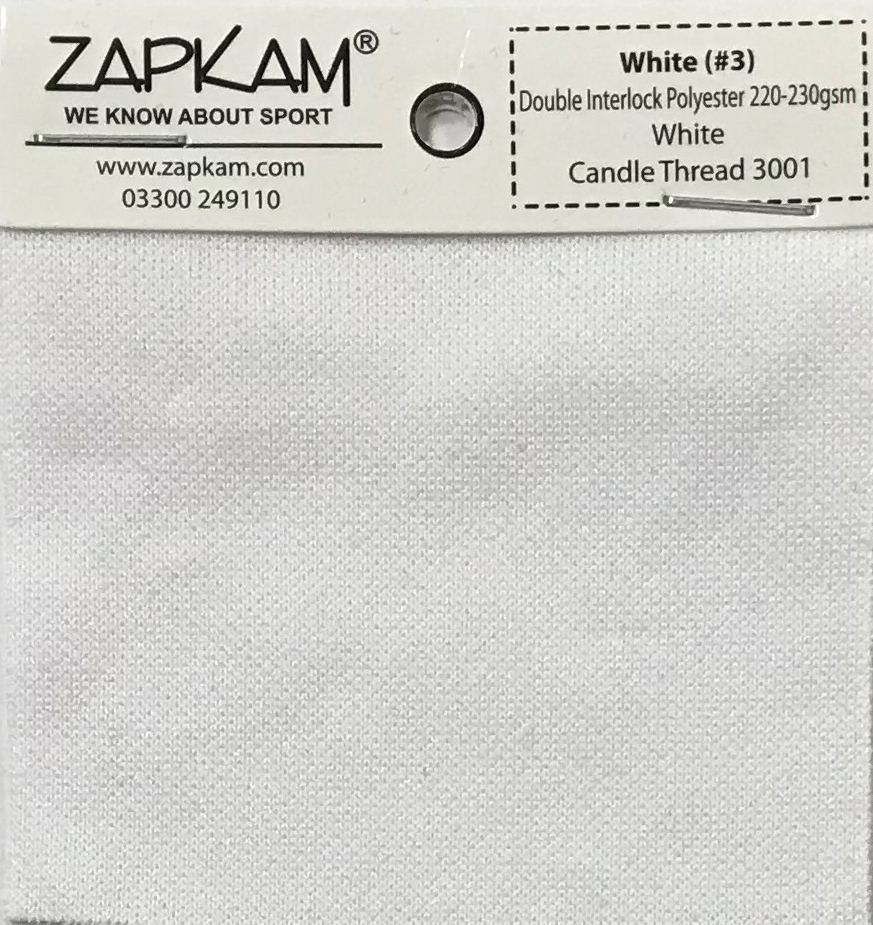 Double Interlock Polyester 230 gsm - White Swatch - 75mm x 75mm ...